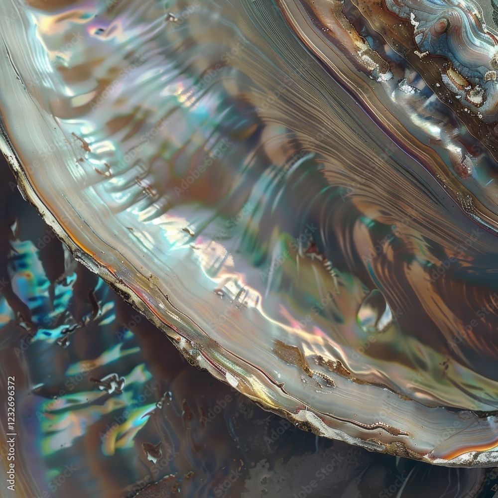 Mesmerizing Abalone Shell: Delicate Iridescence and Textural Elegance ...