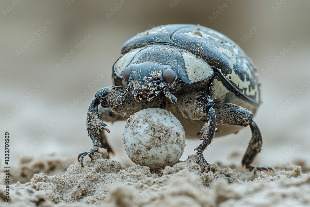 Fascinating Natural Behavior: Dung Beetle Rolling Small Ball Across ...