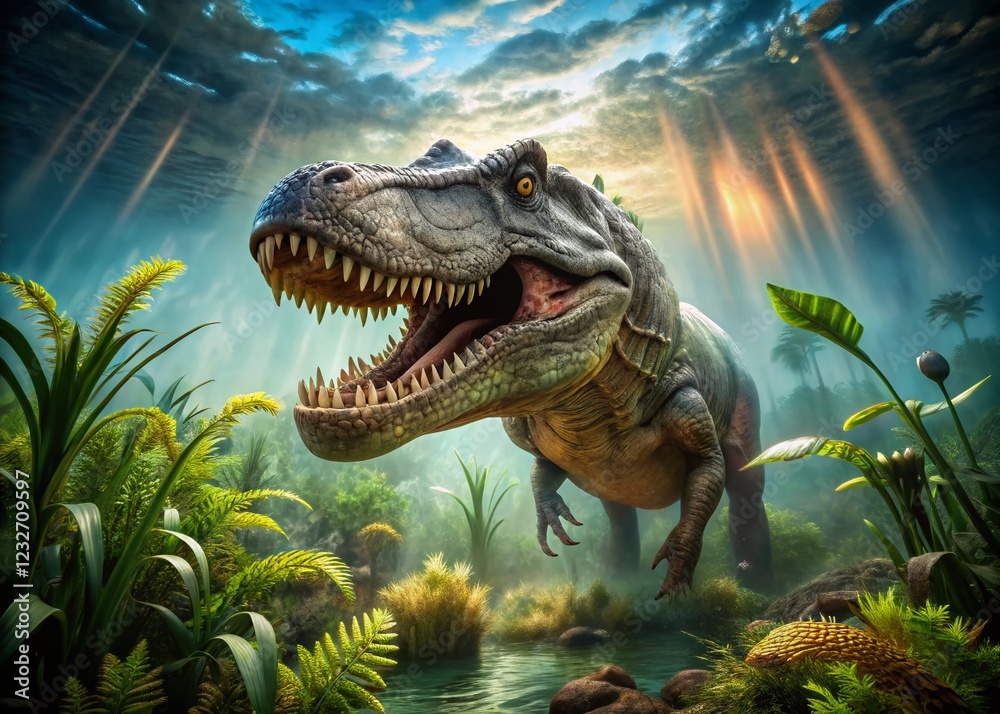 Underwater Tyrannosaurus Rex: Prehistoric Crocodile Dinosaur Concept ...