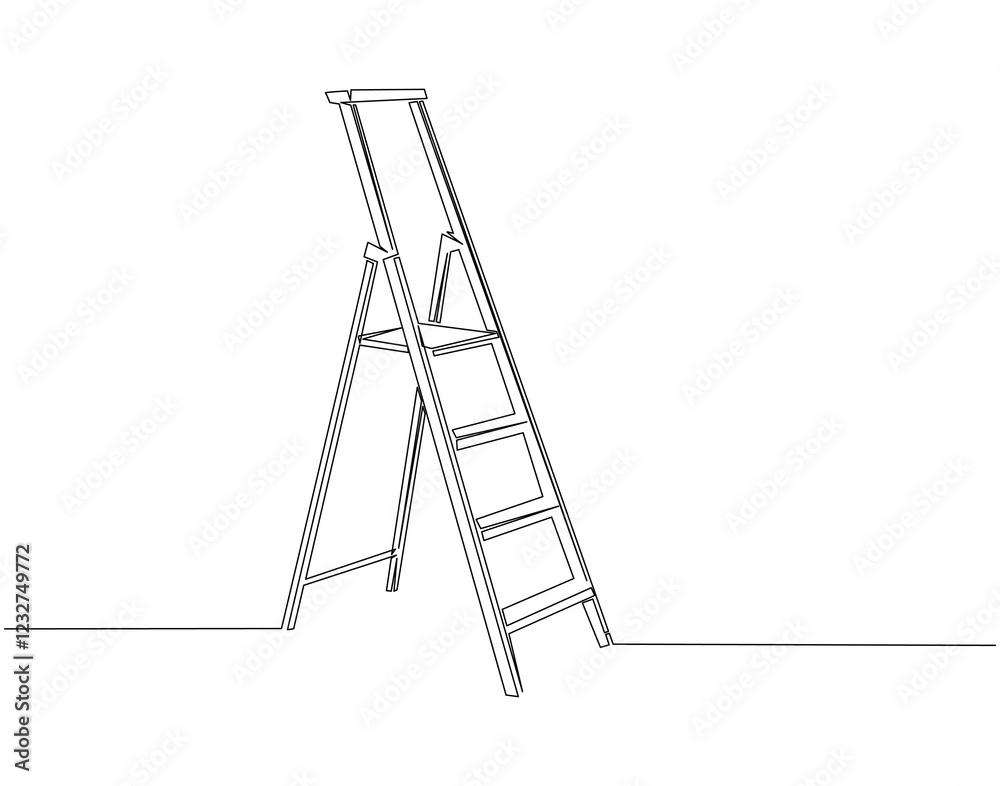 Continuous line drawing of stepladder. Single line illustration of ...