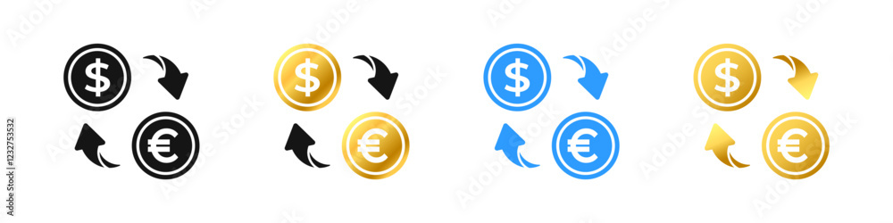 Currency exchange coin icons. Symbols for currency swapping Stock ...