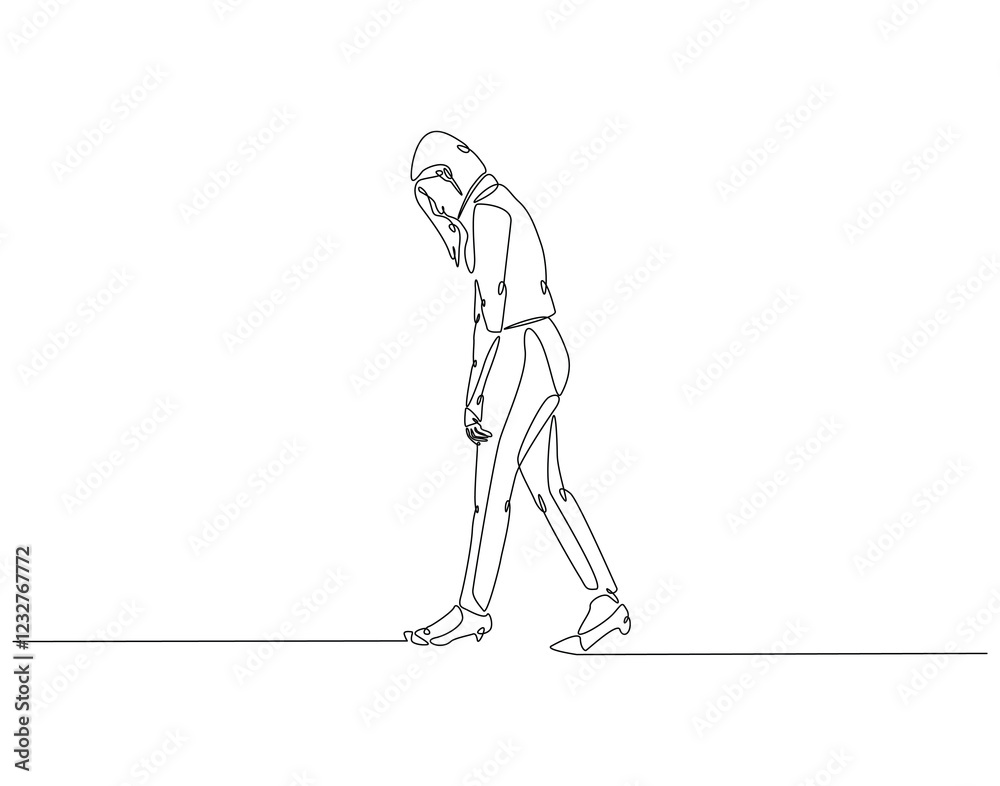 Stock-Vektorgrafik „Continuous one line drawing of depressed woman ...