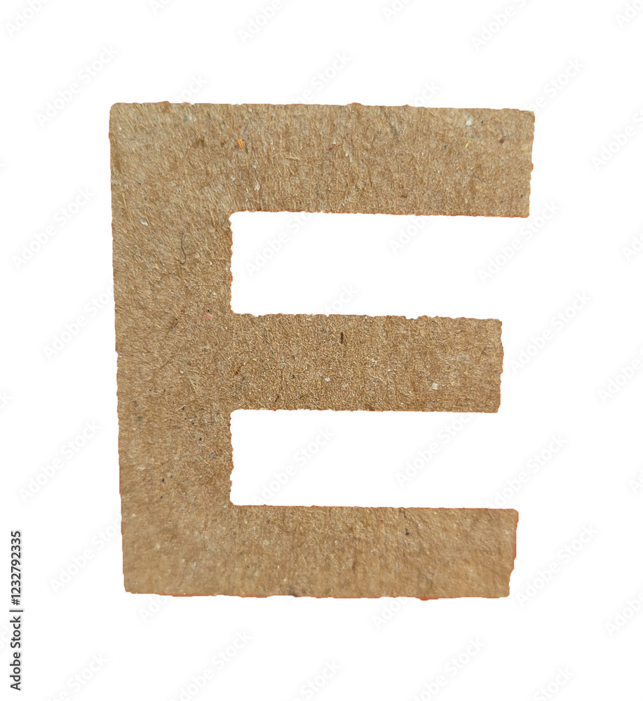 Letter E Cutout from Cardboard - Textured Alphabet Symbol Isolated on ...