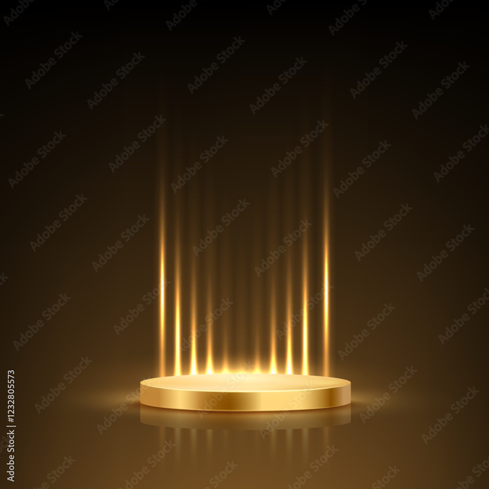 Gold award podium vector illustration. Abstract empty 3d golden stage ...