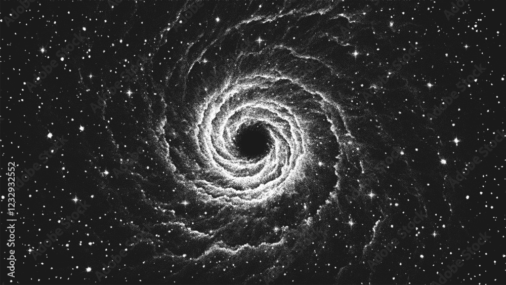 Deep space wormhole vortex surrounded by cosmic dust and stars. Black ...