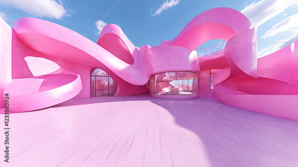 360 degree full panorama environment map of pink abstract twist vortex ...