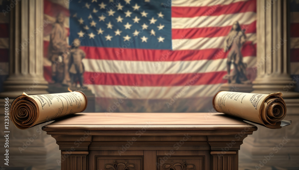 America Independence Day themed product display podium background ...