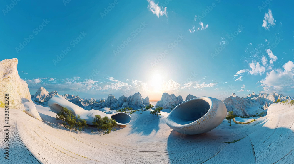 360 full degree spherical panorama environment map of white organic ...