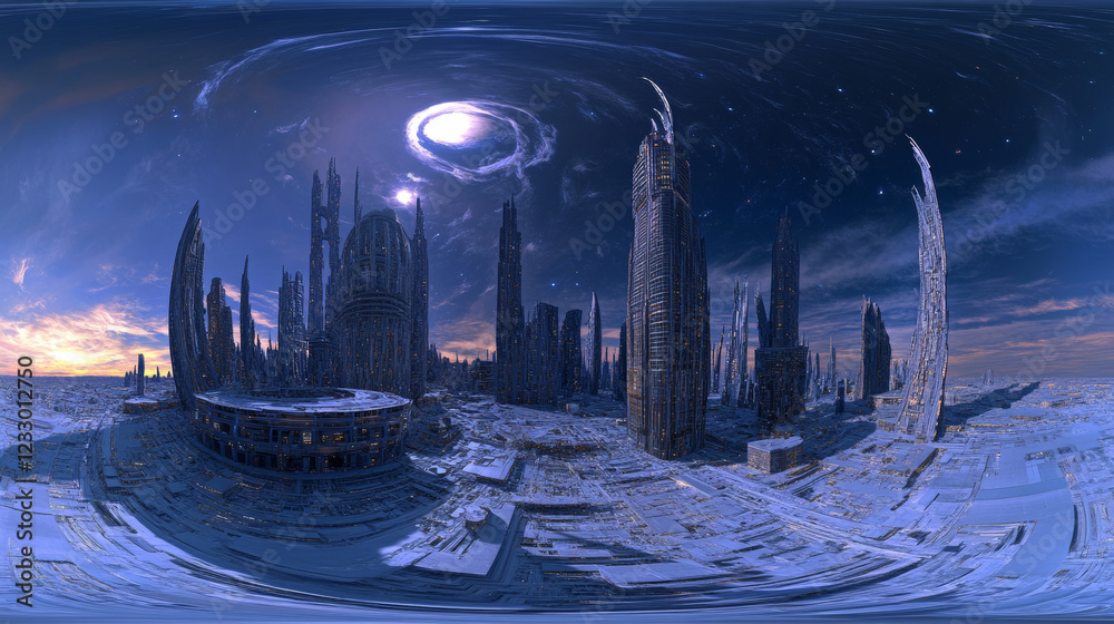 Full 360 equirectangular spherical panorama view of black abstract ...