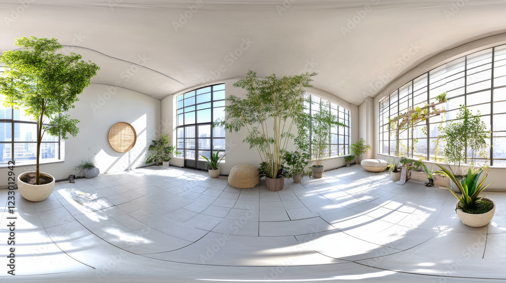360 degree full panorama environment map of empty office loft interior ...
