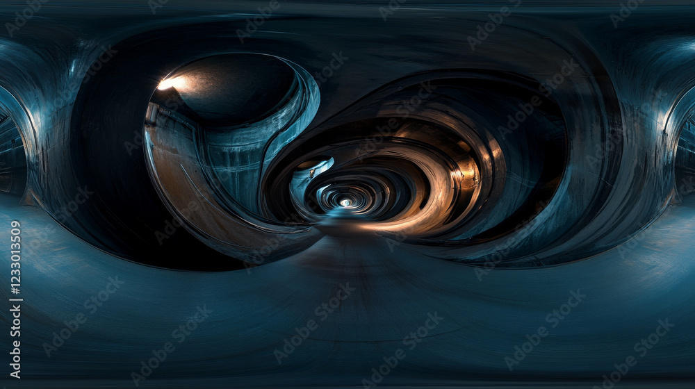 360 degree full panorama environment map of dark abstract basement ...