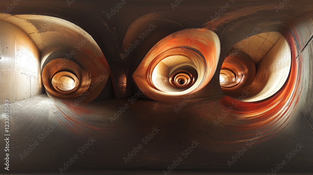 360 degree full panorama environment map of dark abstract basement ...