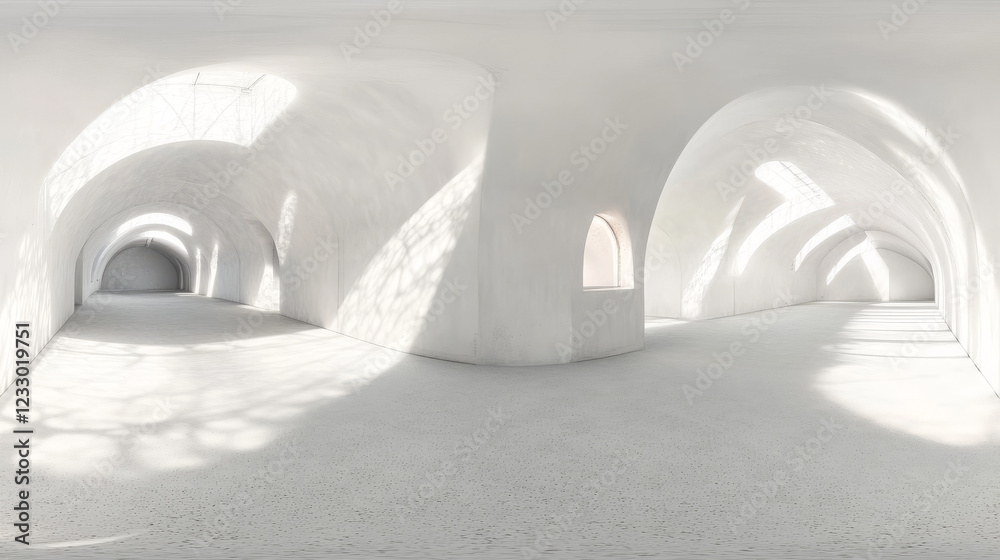 360 degree full panorama environment map of white modern concrete ...