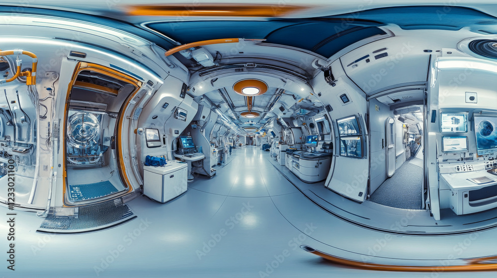 360 degree full panorama environment map of bright futuristic ...