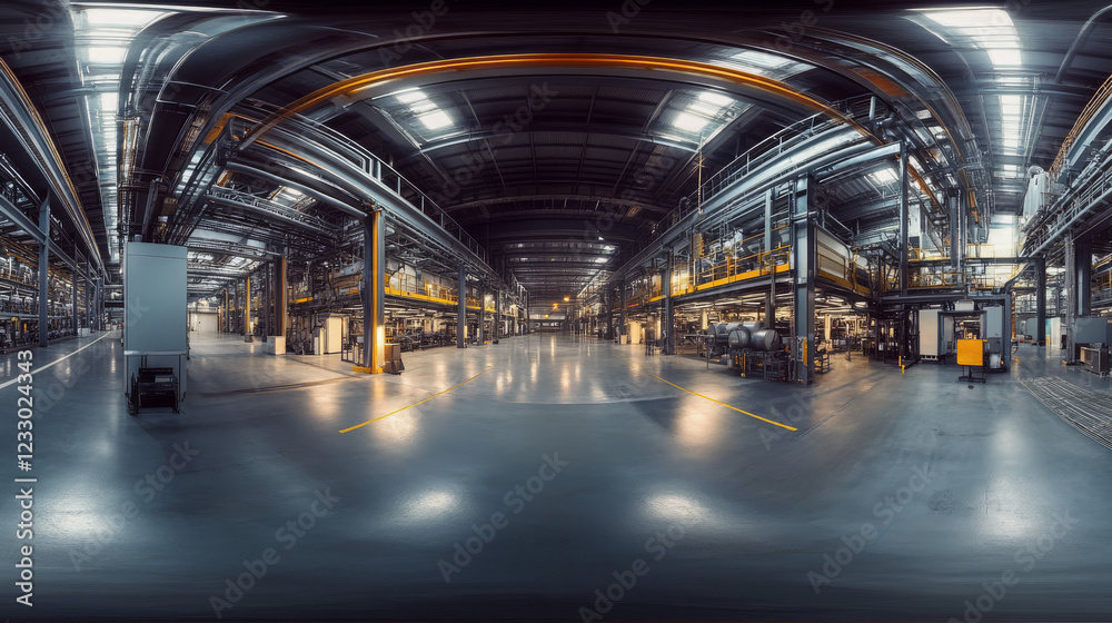 360 panorama spherical view of industrial factory hall 3d render ...