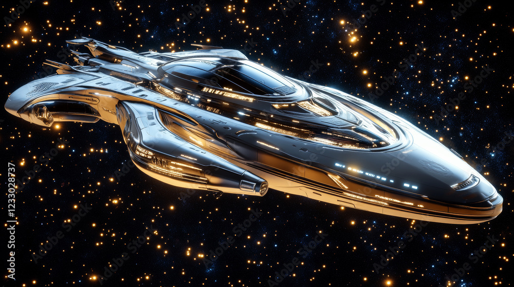 360 degree panorama of modern futuristic technology station space ship ...