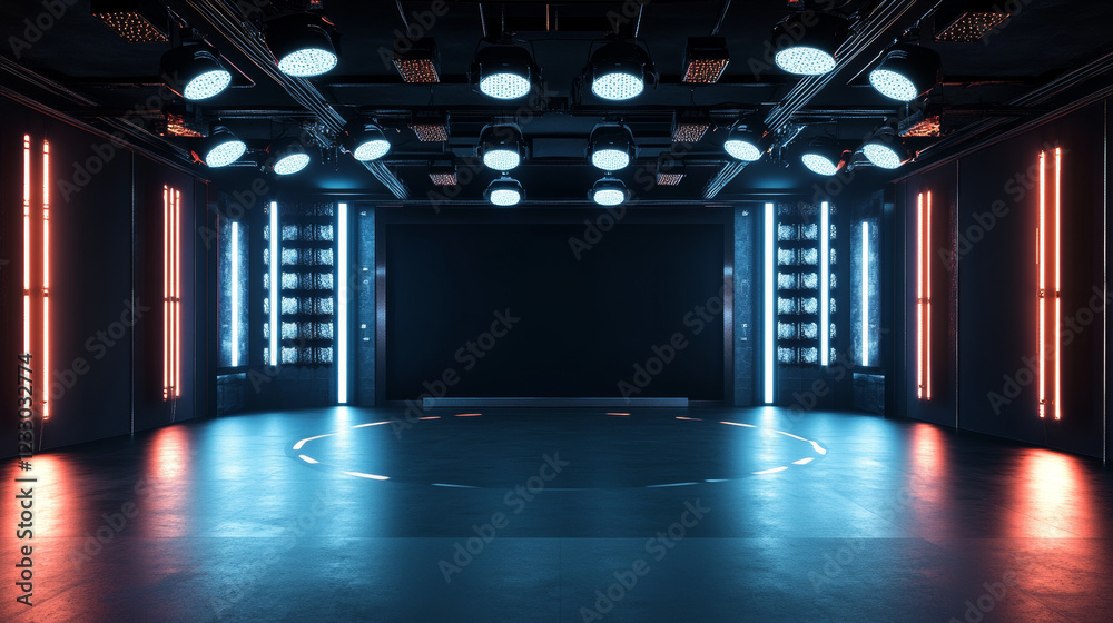 360 degree full panorama environment map of black minimalistic studio ...