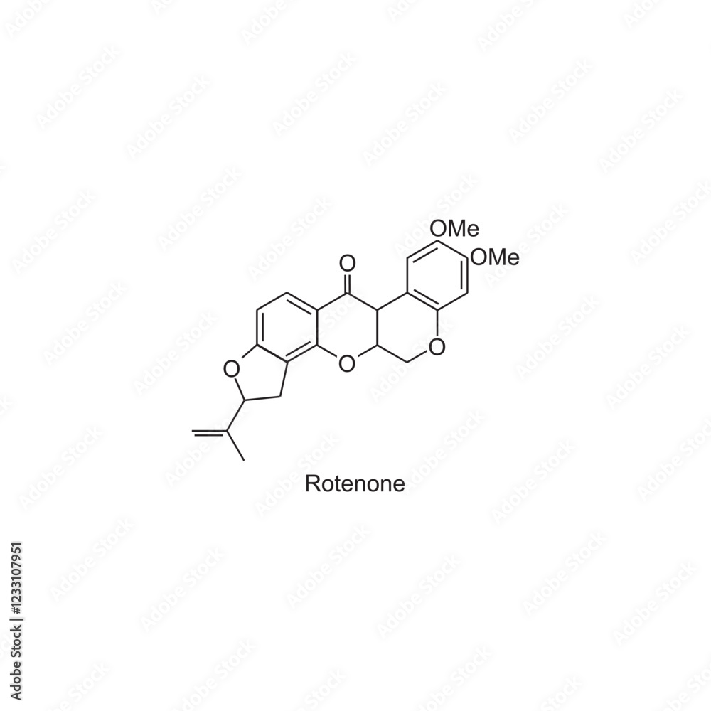 Rotenone skeletal structure.Isoflavonoid compound schematic ...