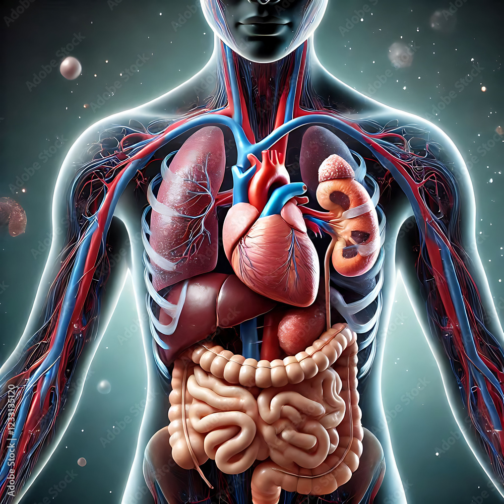 Human Digestive System. Anatomy of the Intestine, Stomach, and Liver ...