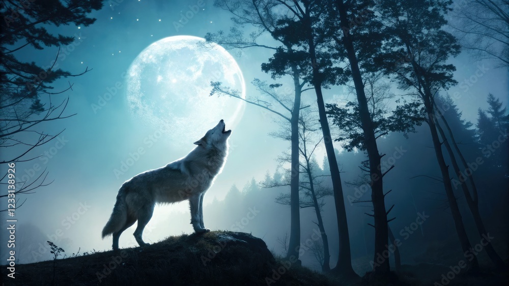 Stock-Illustration „Lunar cycle depicted as a transformation of a wolf ...