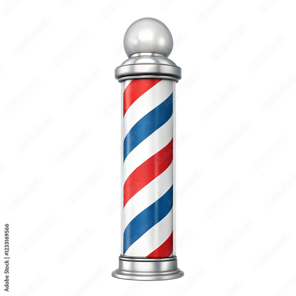 Classic Barber Pole: A vibrant barber pole with red, white, and blue ...