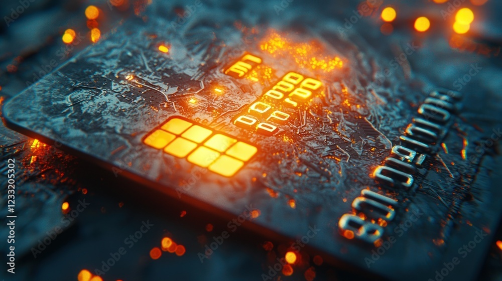 Circuit Board Credit Card with Glowing Details for Tech and Finance ...