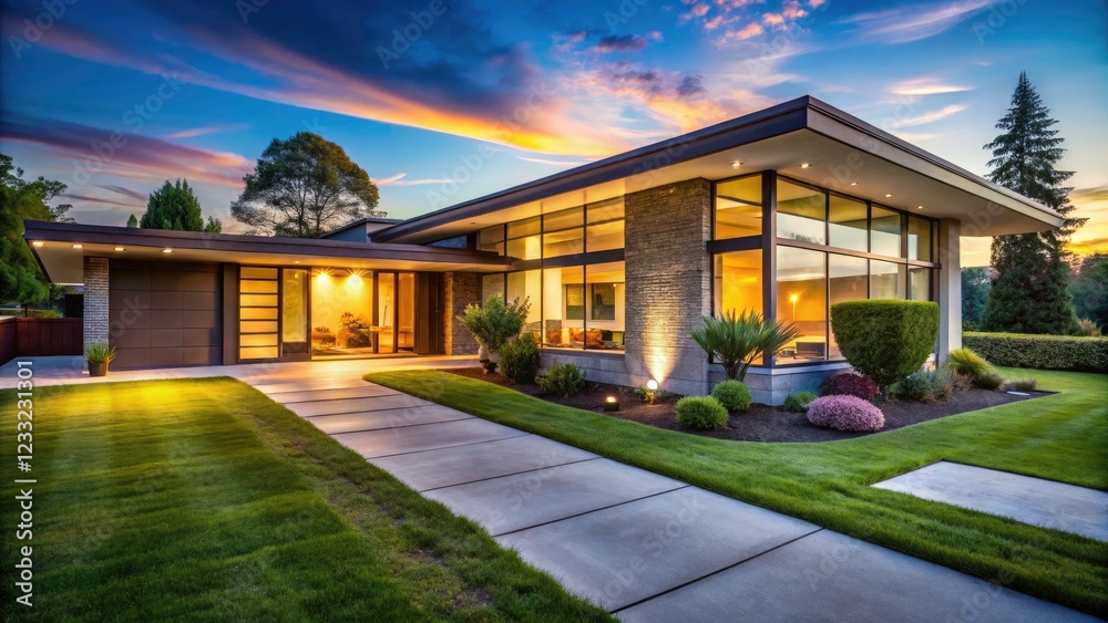 Innovative Suburban Mid-Century Modern Home with Smart Lighting System ...