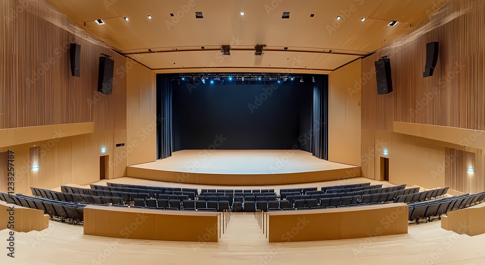 Elegant Auditorium: The scene unfolds within a modern, elegant ...