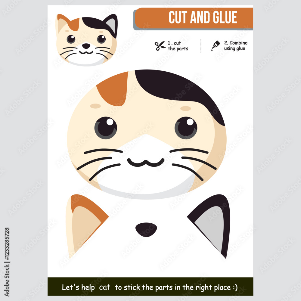 Charming cat craft activity to cut and glue for early childhood ...