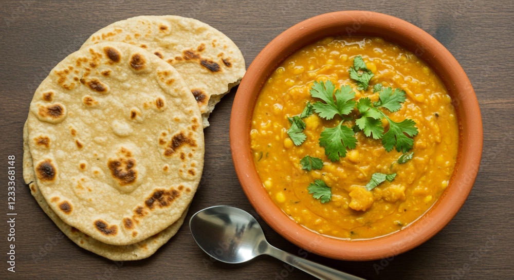 traditional indian gujarati lunch or dinner dish creamy tangy dal also ...