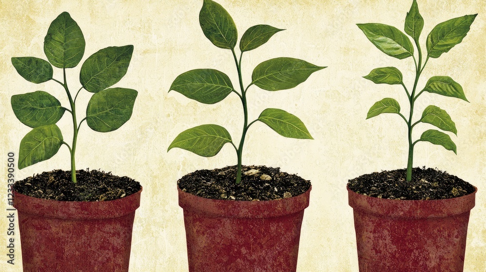Infographic Displaying Growth Stages of Plants in Pots Stock ...