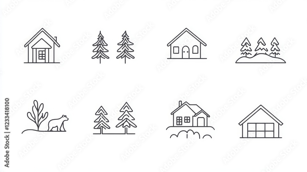 minimal home logos, fine line drawings, nature inspired elements ...