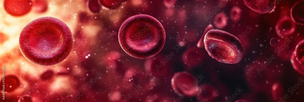 microscopic view, blood cells, red blood cells, plasma, circulatory ...