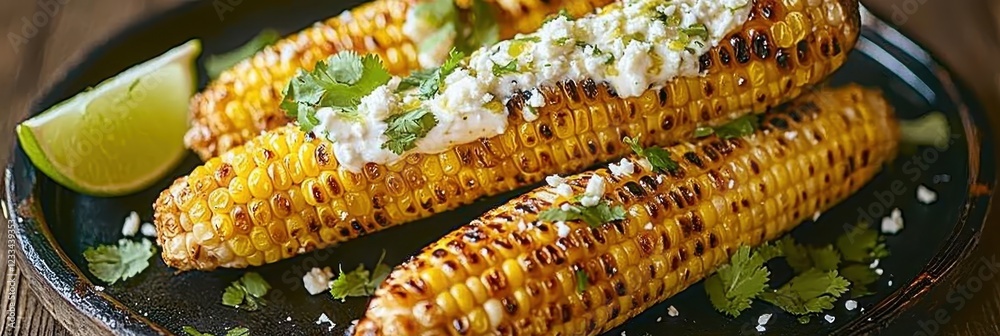 Mexican street corn, elotes, grilled corn on the cob, charred corn ...