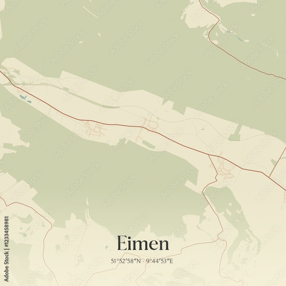 Vintage map of Eimen, Germany. Stock Illustration | Adobe Stock