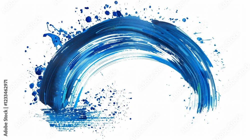 Elegant Blue Arch Brush Stroke Shape Vector Illustration for Graphic ...