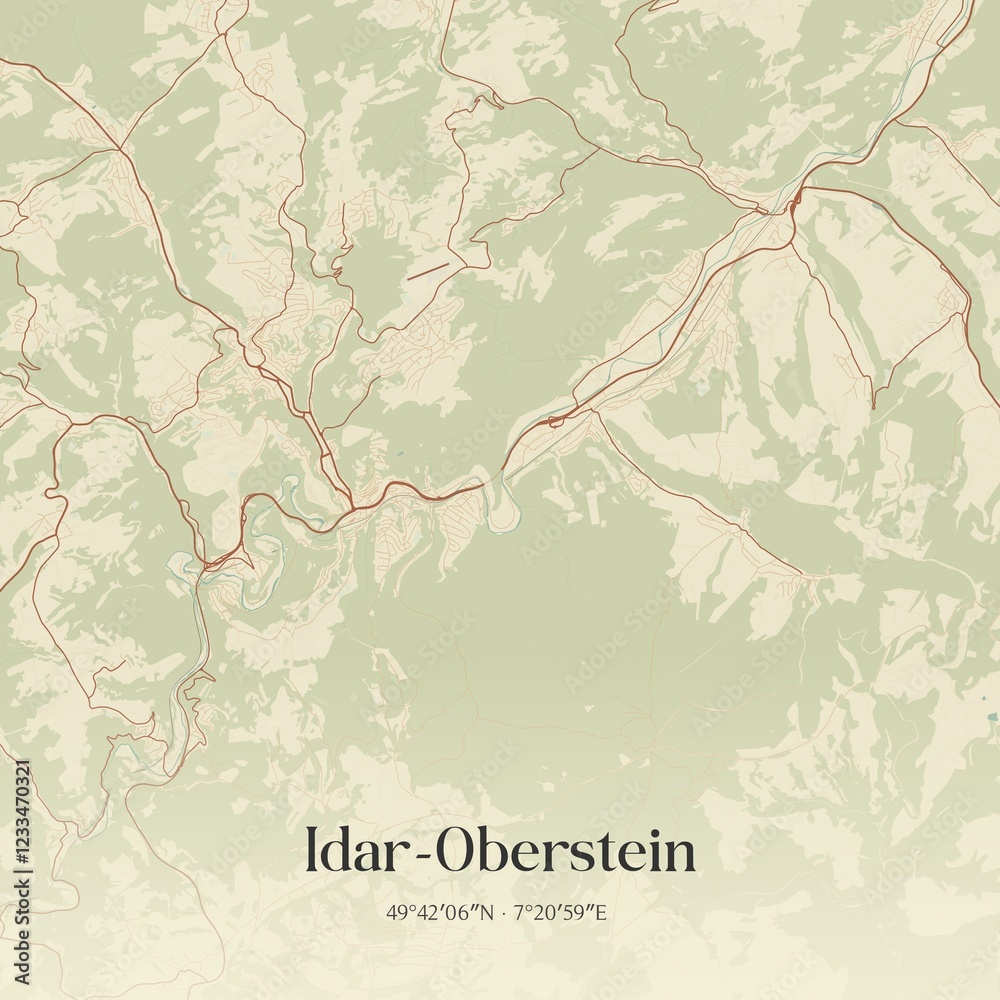 Vintage map of Idar-Oberstein, Germany. Stock Photo | Adobe Stock