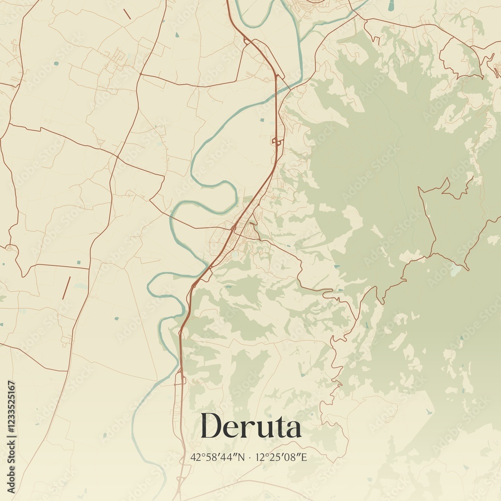 Vintage map of Deruta, Italy. Stock Illustration | Adobe Stock