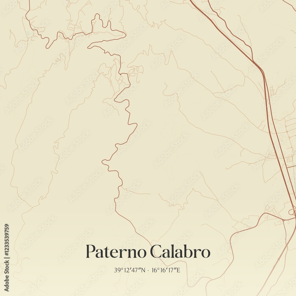 Vintage map of Paterno Calabro, Italy. Stock Photo | Adobe Stock