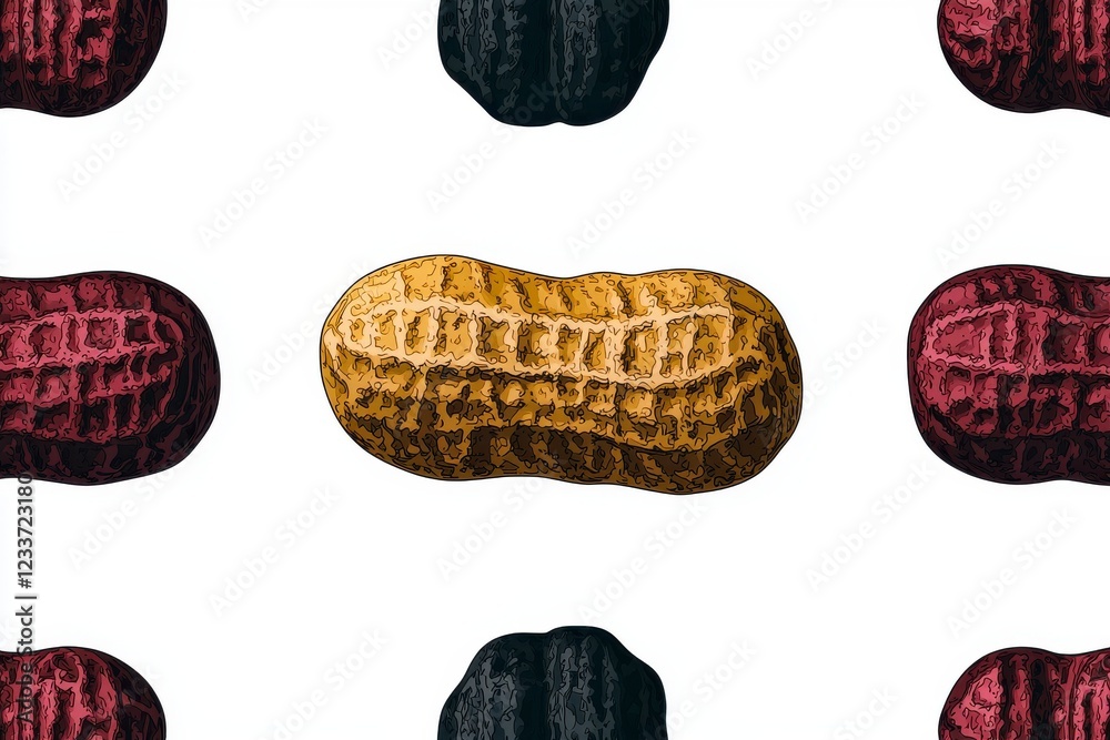 Colorful Artistic Peanut Illustration on White Background with Vibrant ...