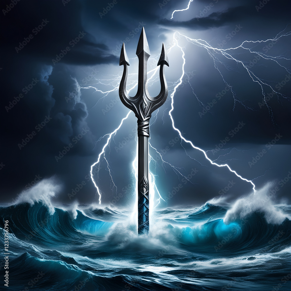 Trident of the ancient Greek god Poseidon Stock Illustration | Adobe Stock