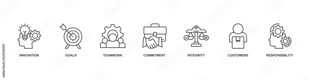 Core values icon vector illustration concept with icon of innovation ...