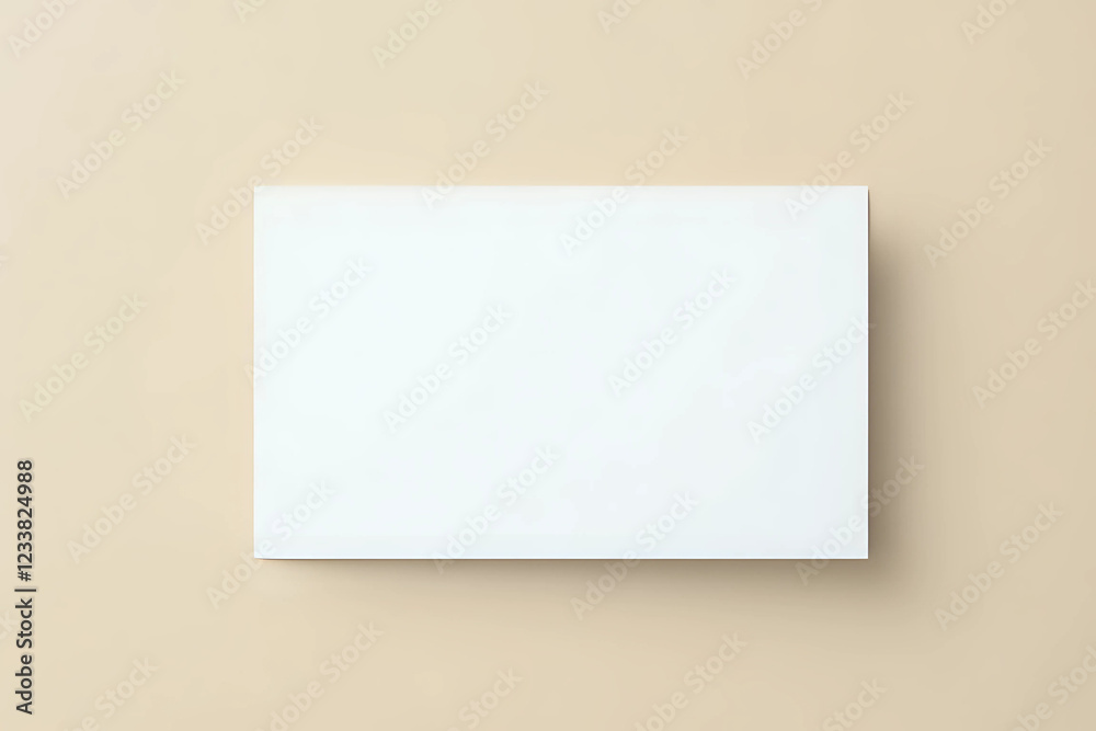 White business card mockup on beige background. Wedding invitation ...