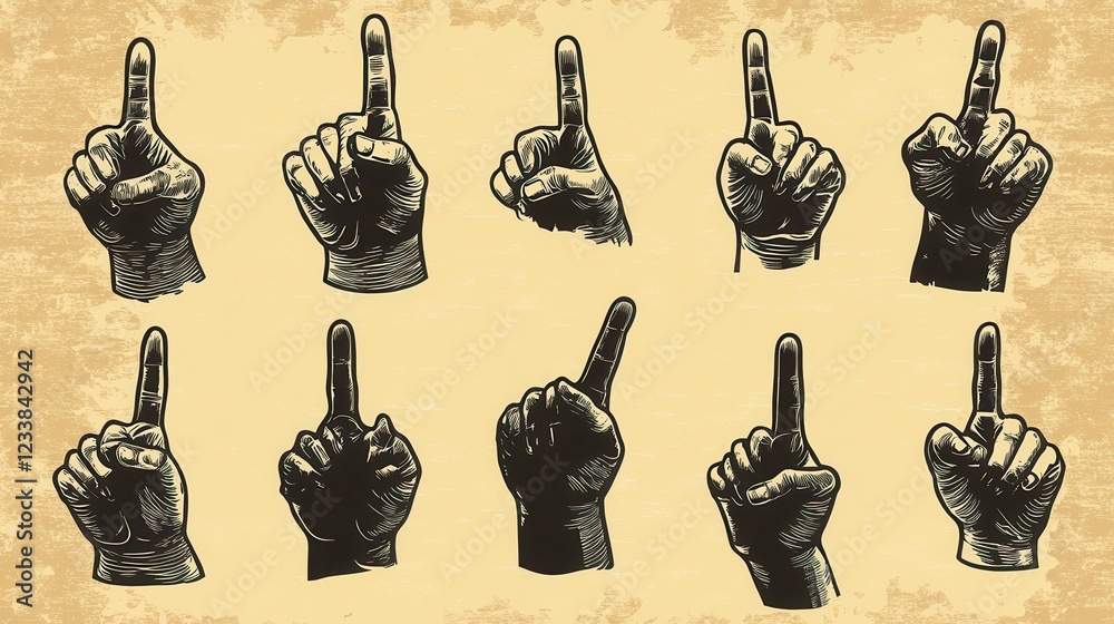 Foto de Stock Vector illustrations of the human hand making a middle ...