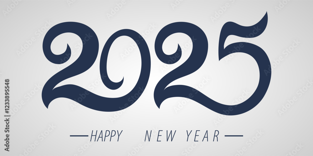 2025 handwritten text. Typography vector design for Happy New Year ...