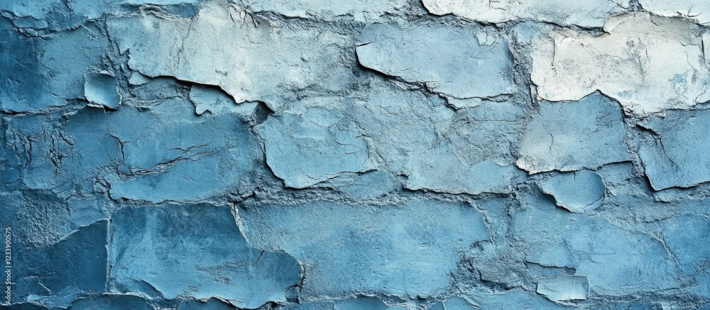 Blue cracked wall texture background with peeling paint and uneven ...