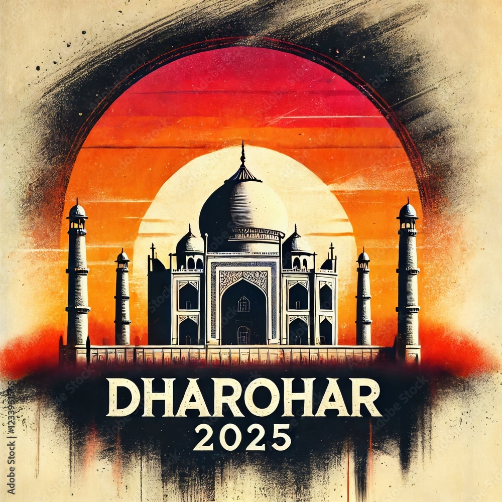 Taj mahotsav 2025 grunge poster design. Stock Illustration | Adobe Stock