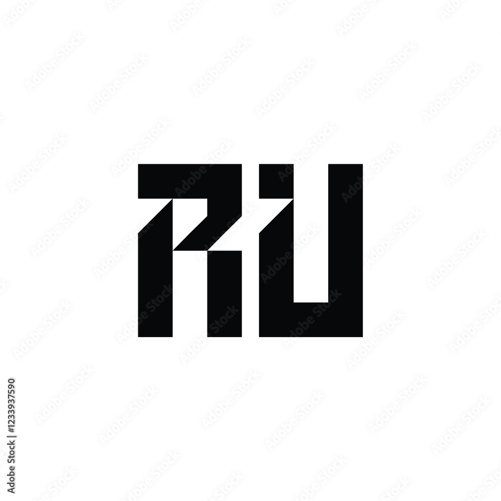 RU monogram logo design letter text name symbol monochrome logotype ...
