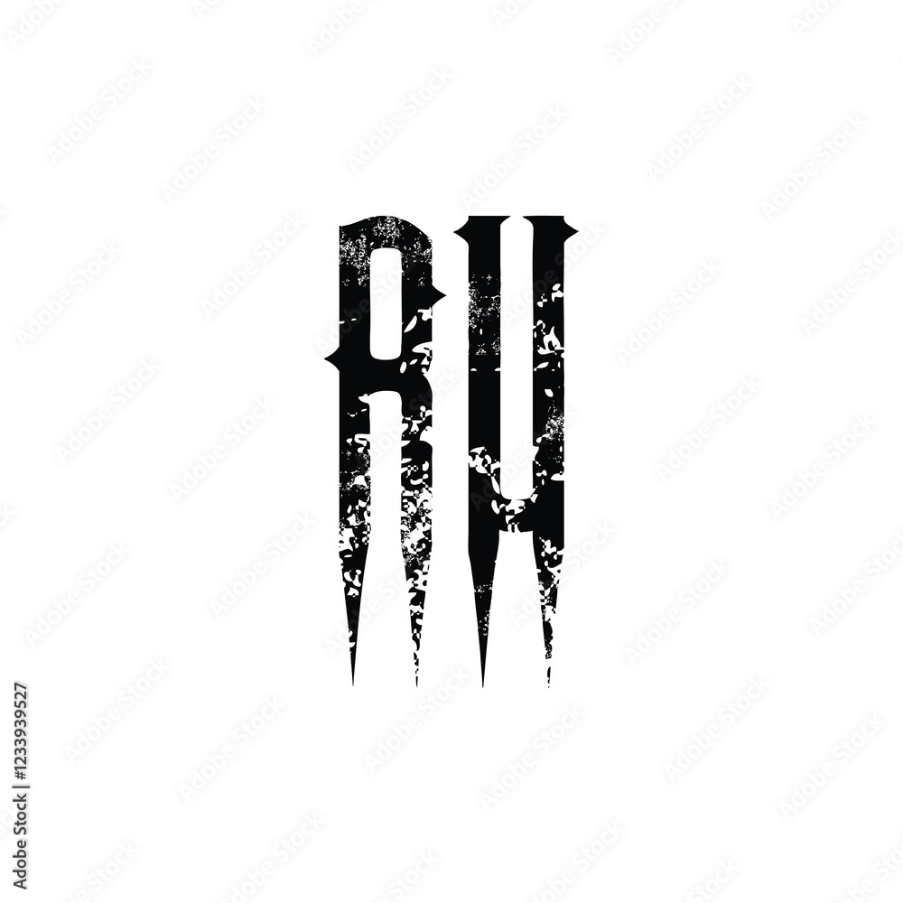 RU monogram logo design letter text name symbol monochrome logotype ...