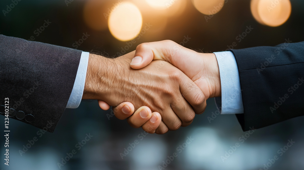 Business Partnership Handshake: A close-up of two businessmen shaking ...